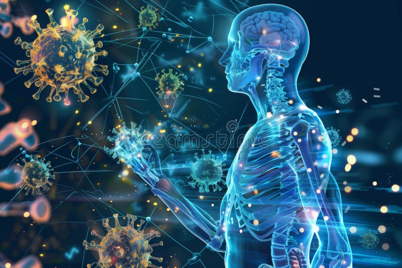 Human Body Under Attack by Viruses Illustration Stock Illustration ...