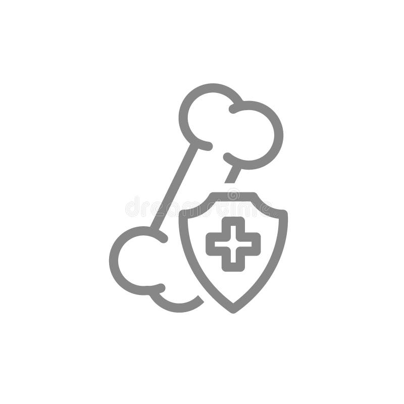 Human Bone with a Shield Line Icon. Bones Protection and Treatment ...