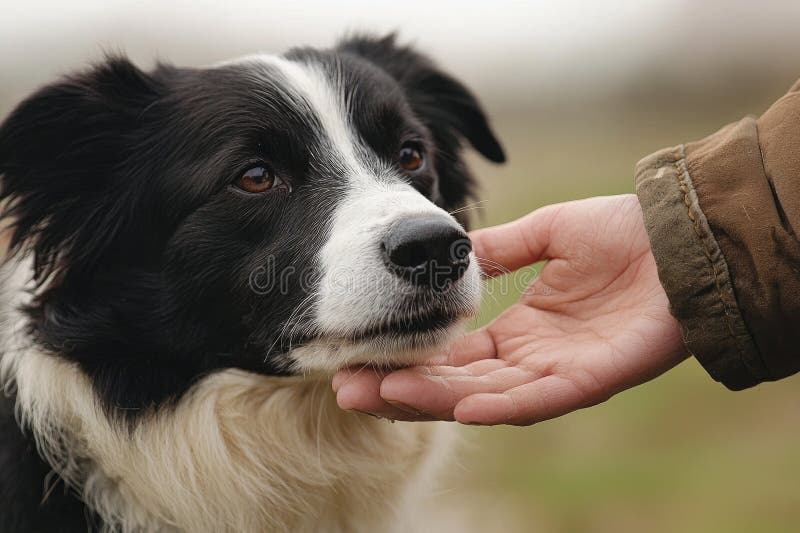 Human and Border Collie Interaction Moment Stock Photo - Image of ...