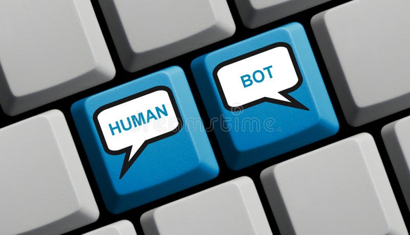 Human or Bot on Computer Keyboard - 3d Illustration Stock Illustration ...