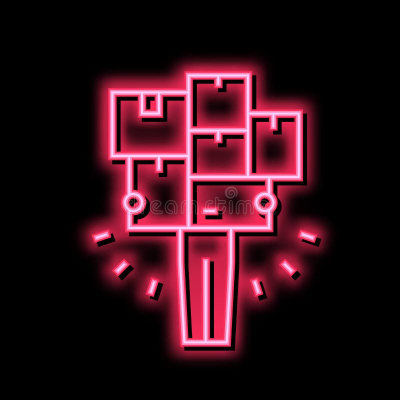 Human with Boxes Pile Neon Glow Icon Illustration Stock Vector ...