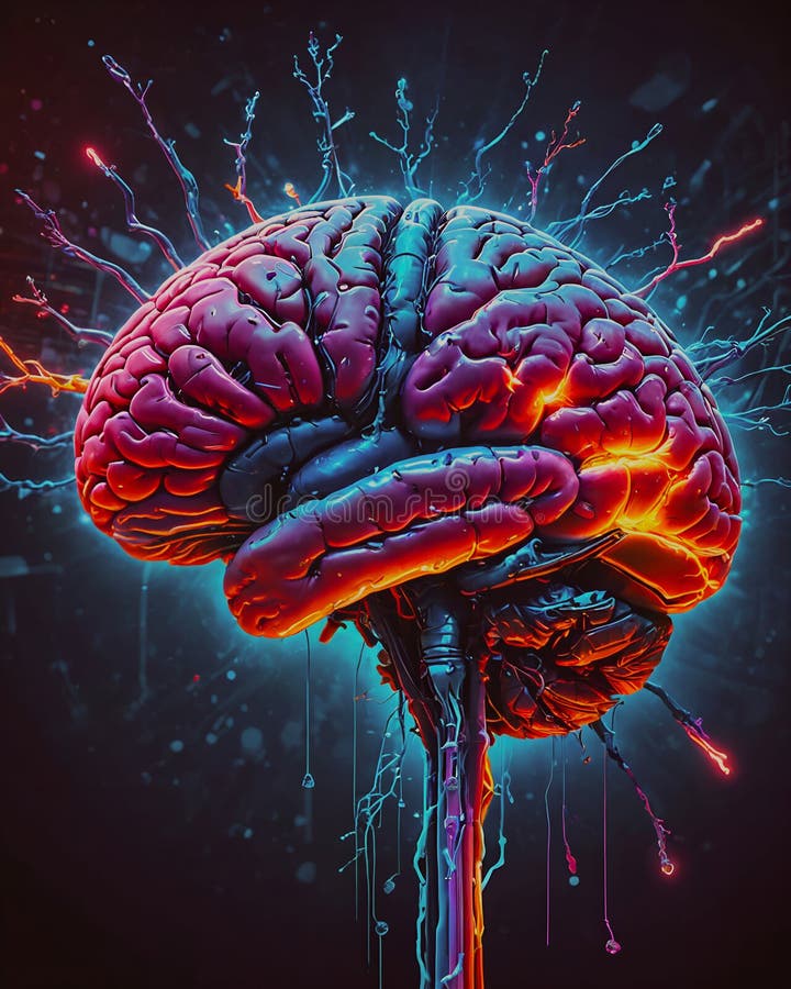 A Drawing of a Brain with the Word Brain on it Stock Illustration ...