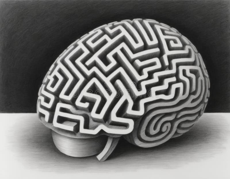 Human Brain, Abstract Labyrinth of Consciousness. Stock Illustration ...