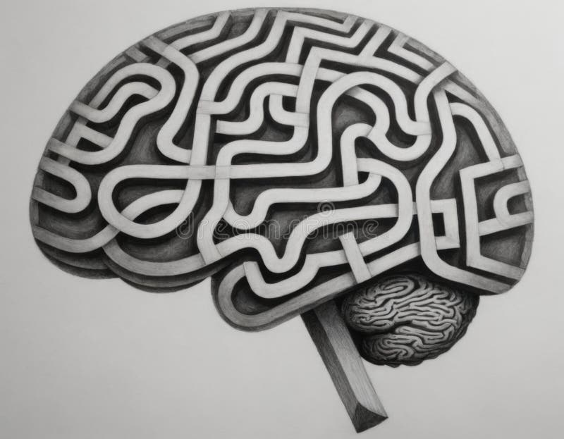Human Brain, Abstract Labyrinth of Consciousness. Stock Illustration ...