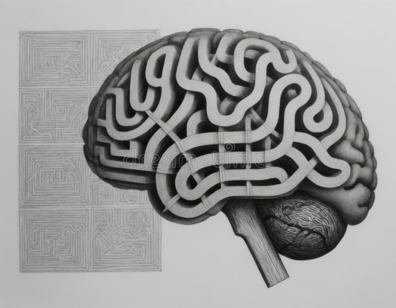 Human Brain, Abstract Labyrinth of Consciousness. Stock Illustration ...