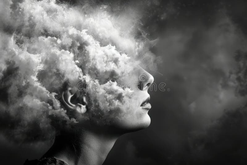 Human Brain with Abstract Symbols of Cognitive Functions Stock Image ...