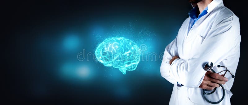 Human Brain Activity with Plexus Lines Stock Image - Image of ...