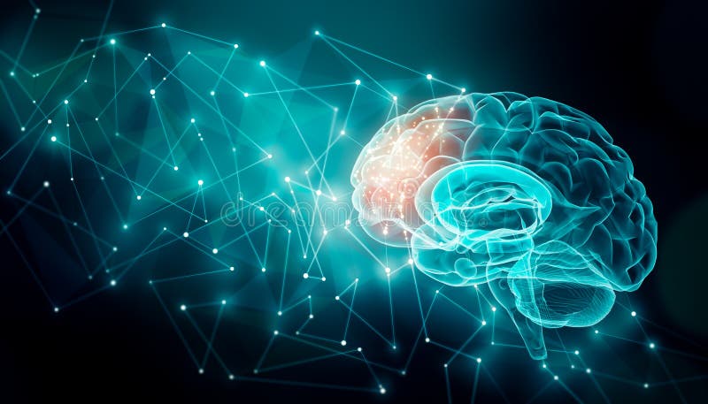 Human Brain Stimulation Or Activity With Neuron Close Up 3d Rendering