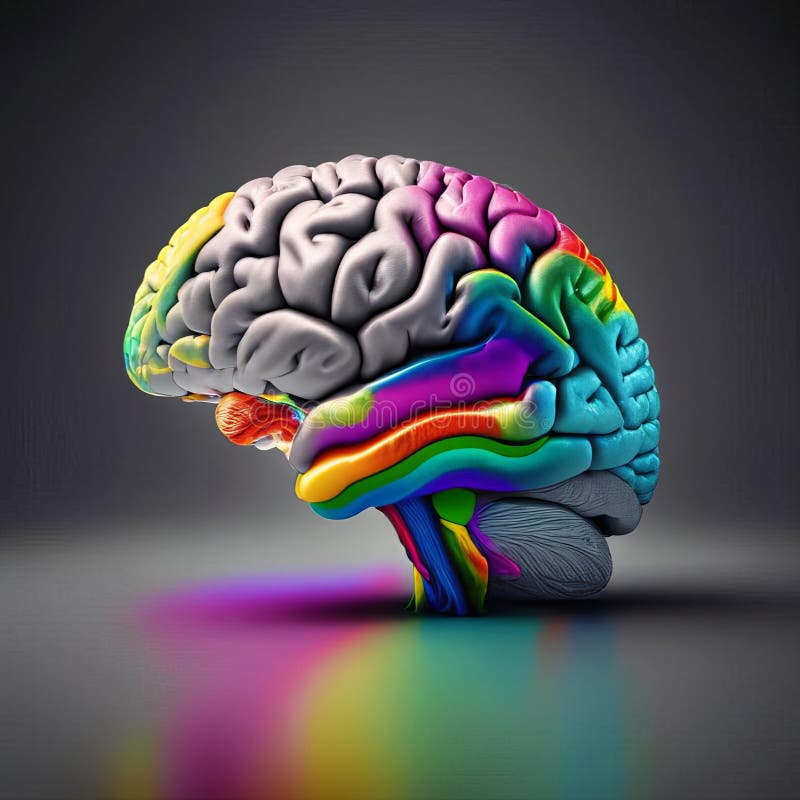 Human Brain with Activity Zones Stock Illustration - Illustration of ...