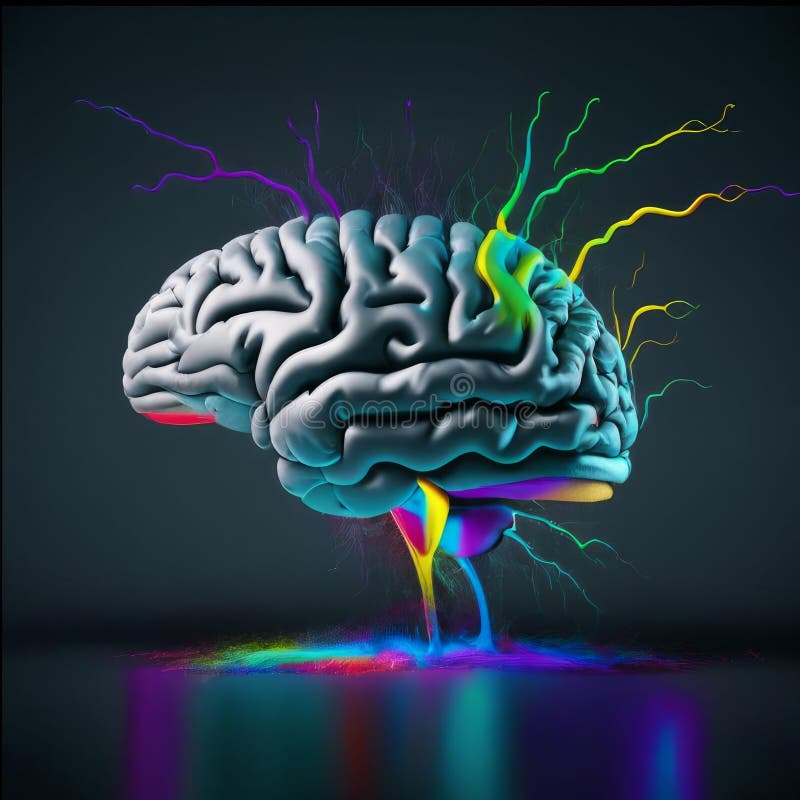 Human Brain with Activity Zones Stock Illustration - Illustration of ...