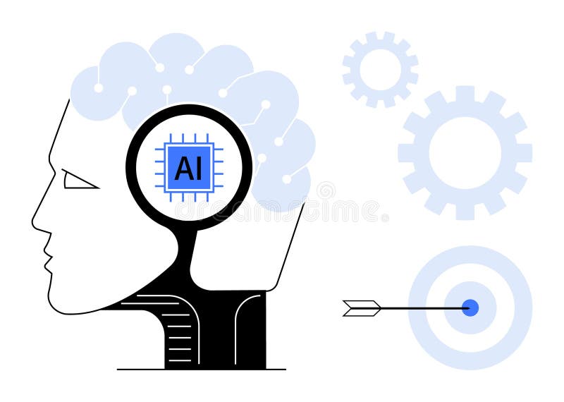 Human Brain with AI Chip and Target Symbolizing Artificial Intelligence ...