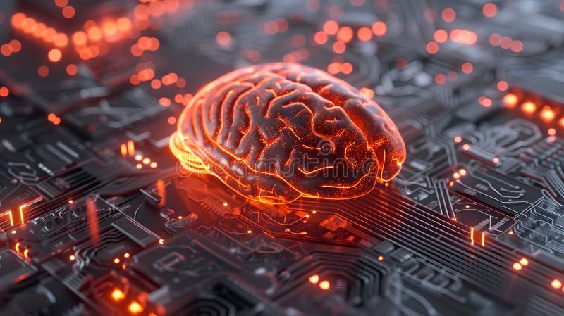 Human Brain with AI. Concept of Artificial Intelligence, Brainpower or ...