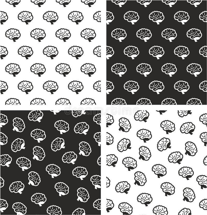 Human Brain Aligned & Random Seamless Pattern Set Stock Vector ...