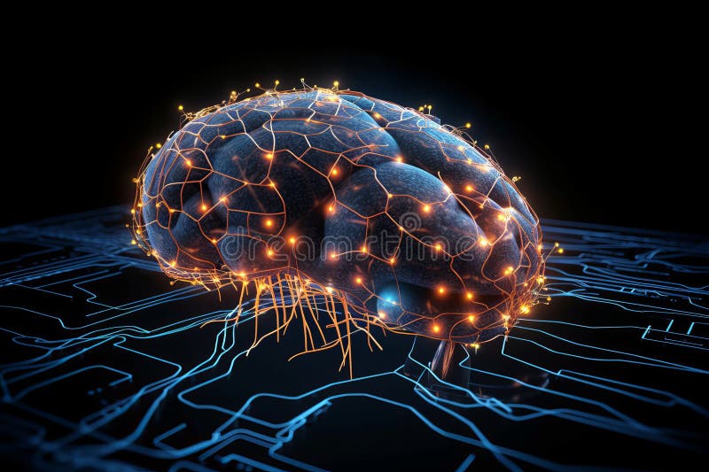 Human Brain Analized by AI Technology, Close-up Showing Neural Pathways ... Human Brain Analized by AI Technology, Close-up Showing Neural Pathways ...