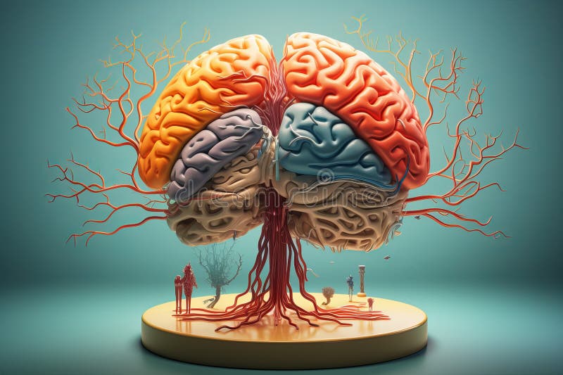 Human Brain Anatomy Concept with Miniature Figures Stock Illustration ...