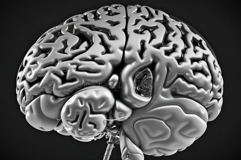 3D View of Human Brain Isolated on Black Background Stock Illustration ...