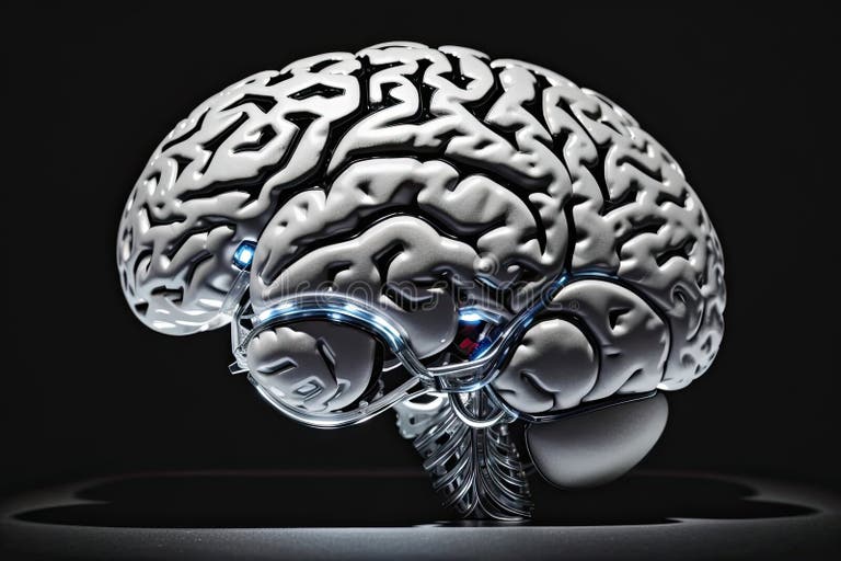 3D View of Human Brain Isolated on Black Background Stock Illustration ...