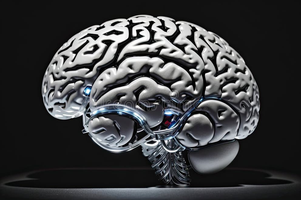 3D View of Human Brain Isolated on Black Background Stock Illustration ...