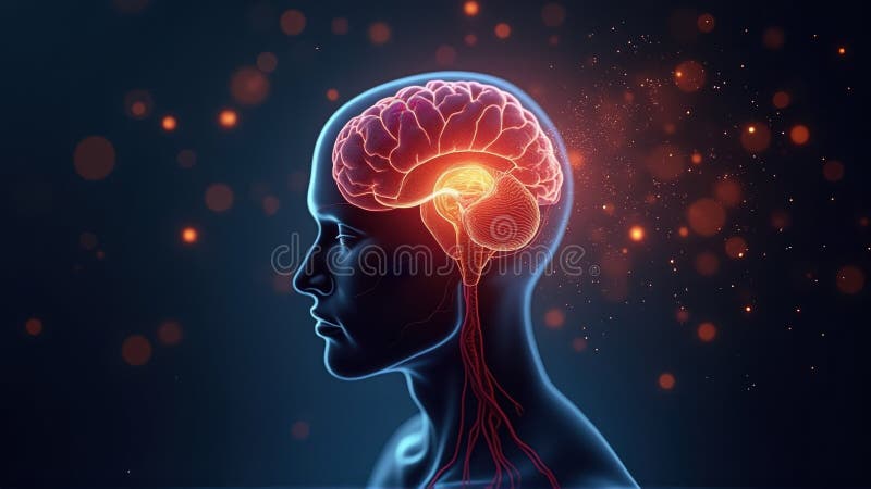 Human Brain Anatomy with Glowing Effect. Stock Illustration ...