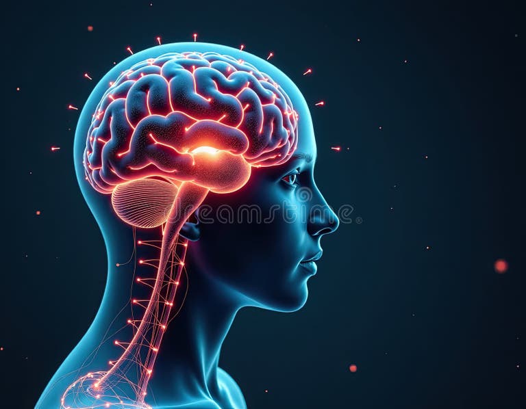 Human Brain Anatomy Neurological System Neural Network 3D Rendering ...