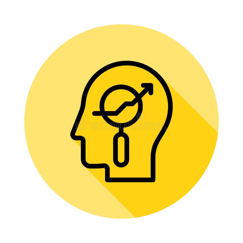 Human, Brain, Arrow, Up Icon Long Shadow Stock Illustration ...