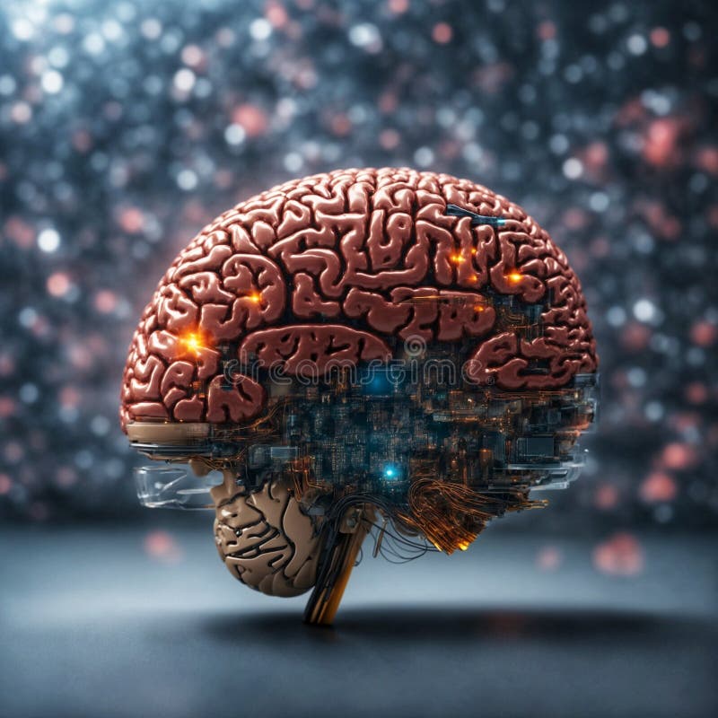 Human Brain with Artificial Intelligence Stock Photo - Image of ...