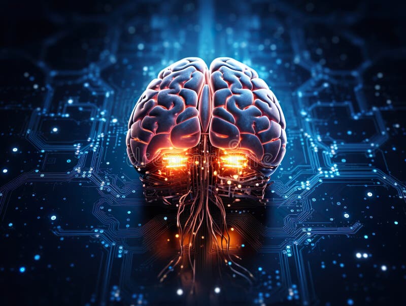 Human Brain As a Computer Microchip. AI Based Computer Microchip. Generative AI Stock Photo ...