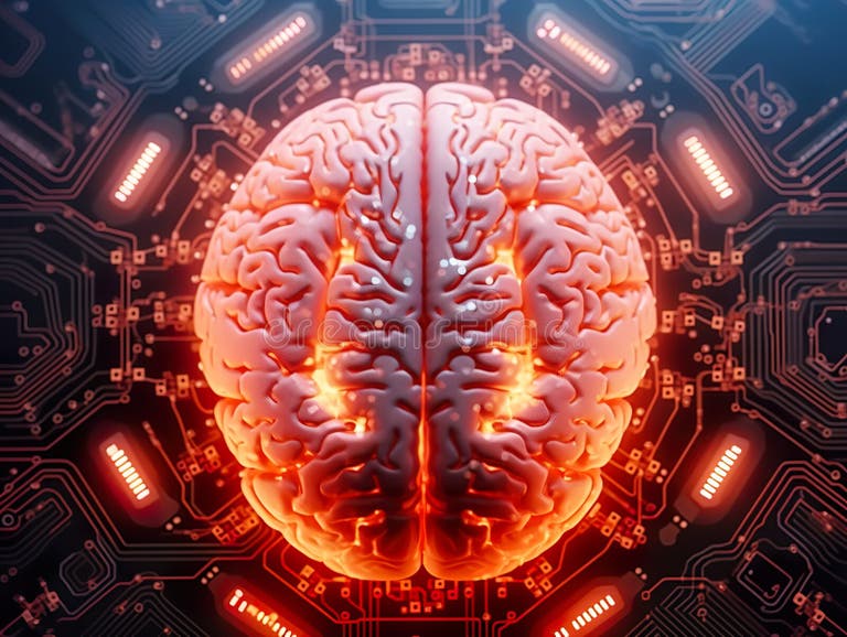 Human Brain As a Computer Microchip. AI Based Computer Microchip ...
