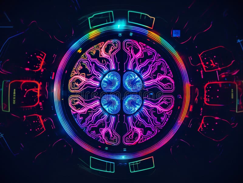 Human Brain As a Computer Microchip. AI Based Computer Microchip. Generative AI Stock ...