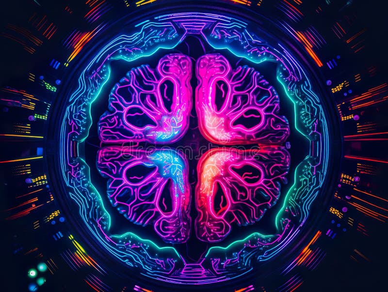 Human Brain As A Computer Microchip Ai Based Computer Microchip Generative Ai Stock