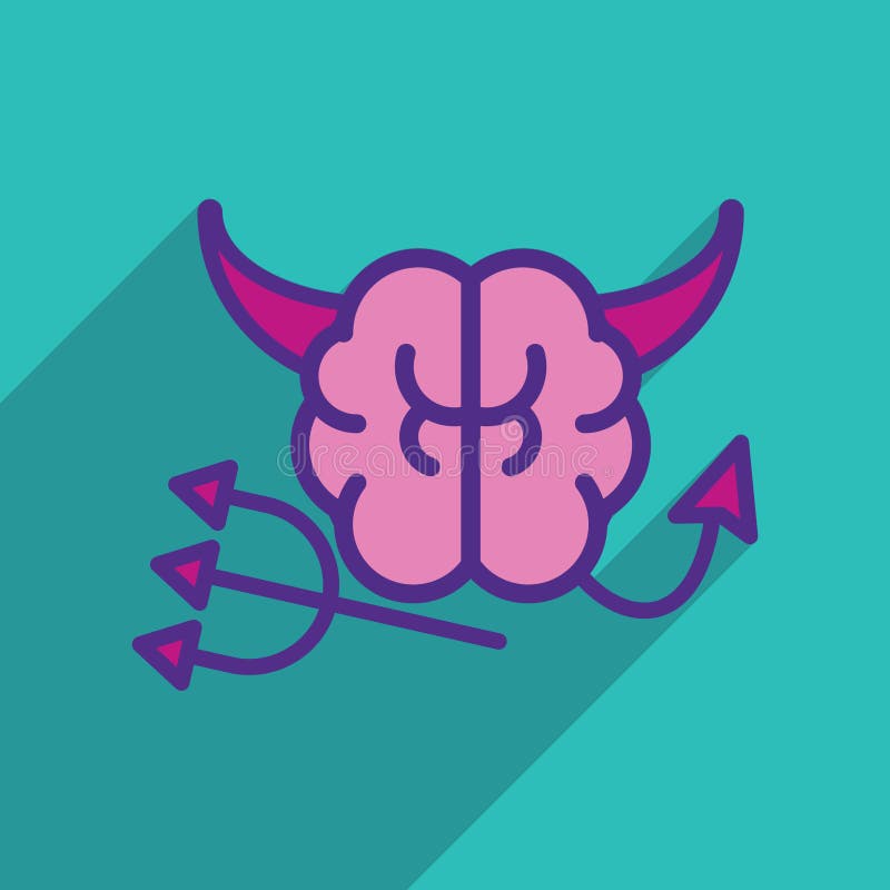 Human Brain As Devil. Vector Illustration Decorative Design Stock ...