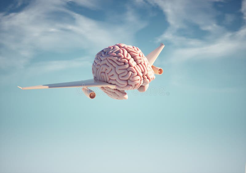 Human brain as a plane stock illustration. Illustration of inspiration ...