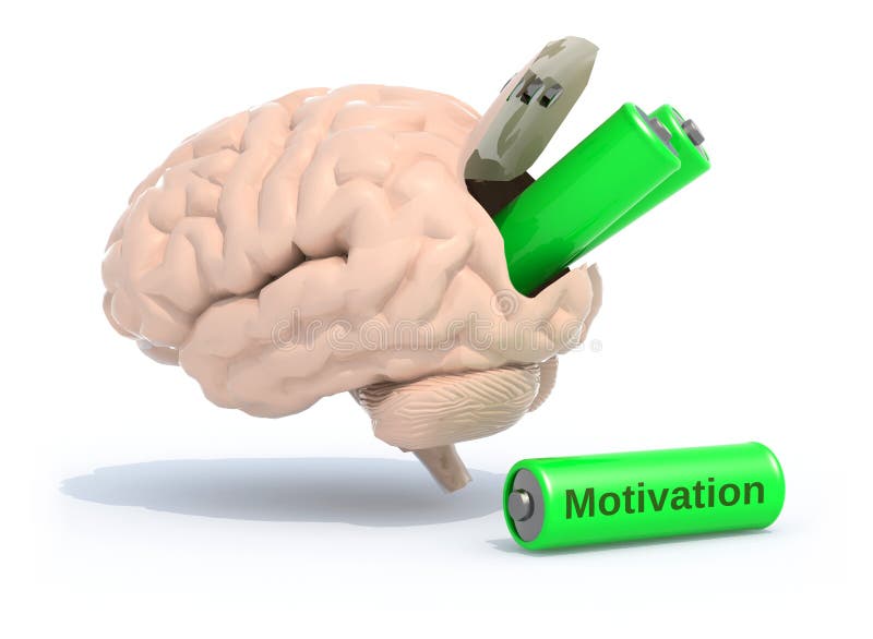 Human Brain with Batteries Inserted on the Back Stock Illustration ...