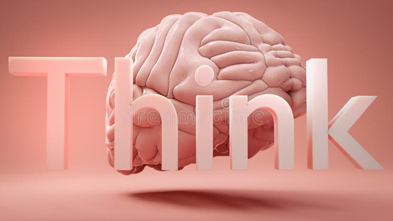 Human Brain Behind Word Think. Concept of Inspiritation, Creativity ...