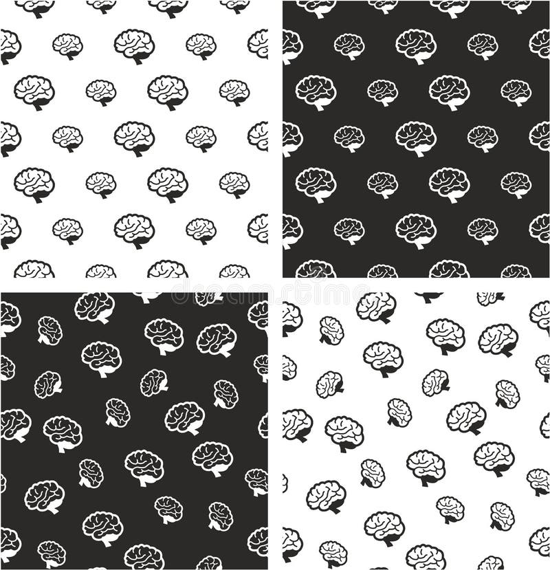 Human Brain Big & Small Aligned & Random Seamless Pattern Set Stock ...