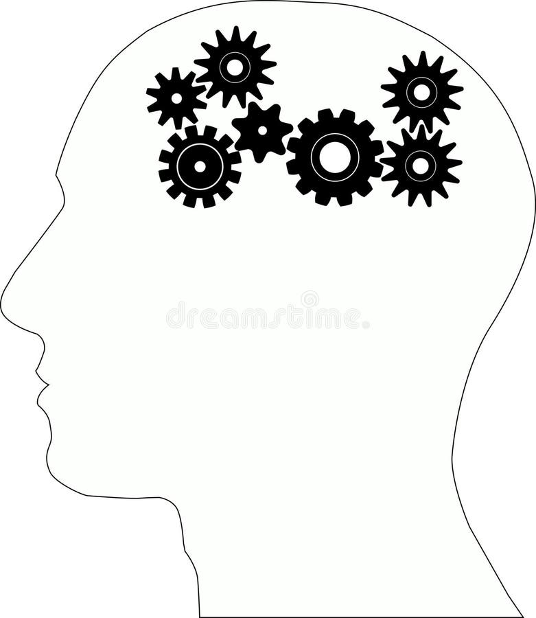 Human Brain Black and White, Thinking Sign, Human Brain in Head Icon ...