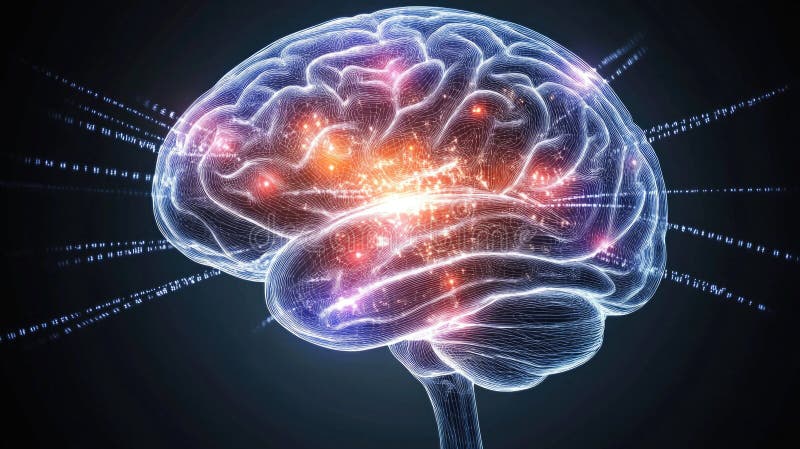 Human Brain Blended with Digital Elements of AI Consciousness Stock ...