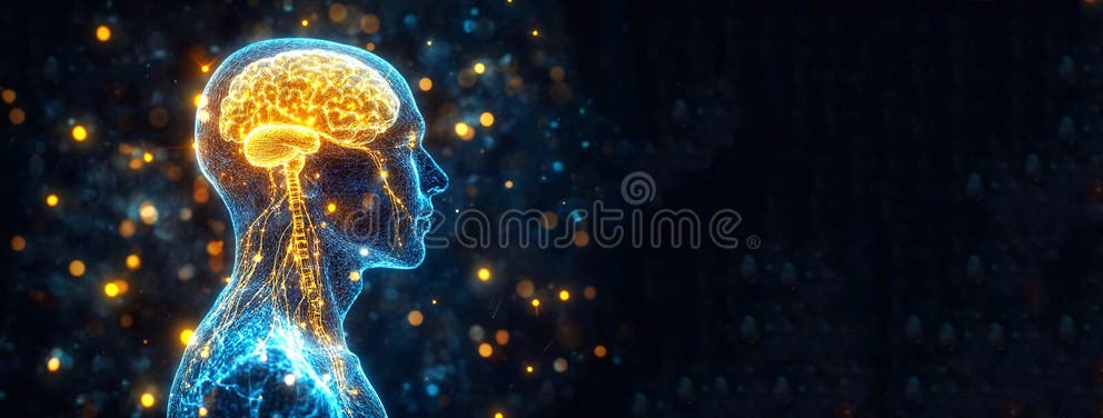 A Human Brain Blending Organic and Digital Elements, Symbolizing the ...