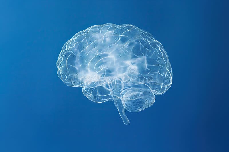 Human Brain on a Blue Background Stock Illustration - Illustration of ...