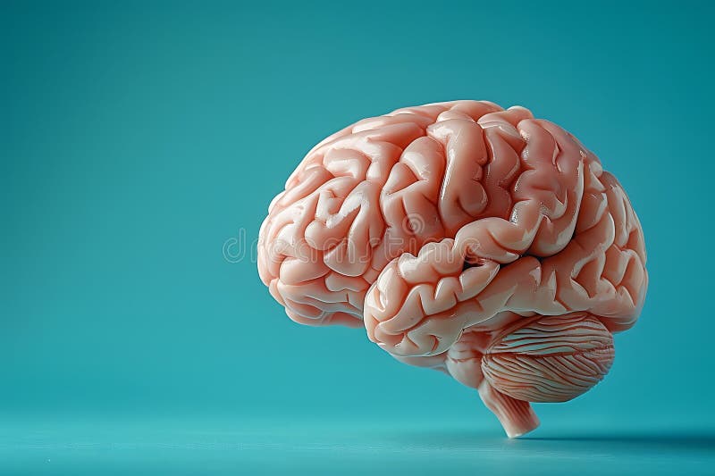 Human Brain on Blue Background with Copy Space Stock Illustration ...
