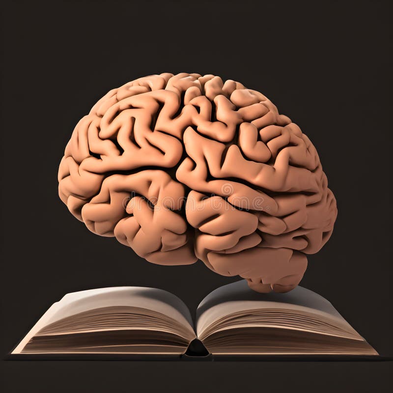 Human brain with book stock illustration. Illustration of organ - 280505480