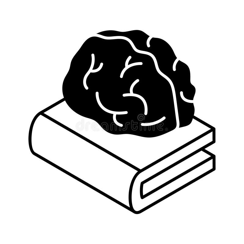 Human Brain on Book, Artificial Intelligence Icon, Premium Vector Stock ...