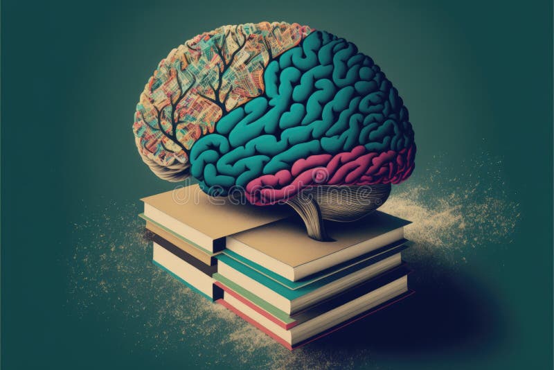 Human Brain on a Book on Dark Background. Minimal Abstract Concept of ...