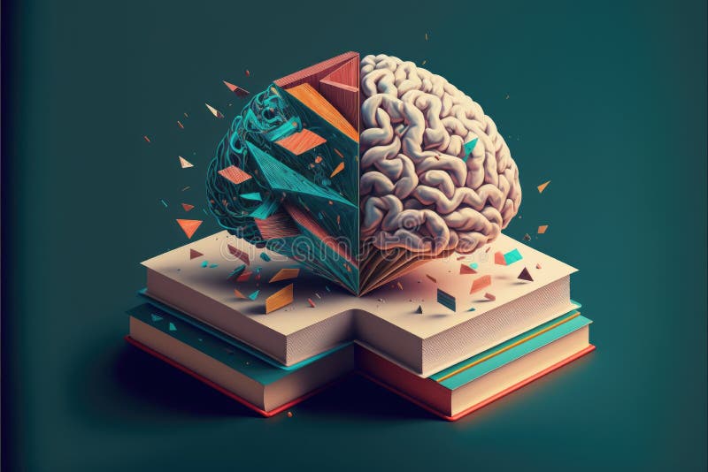 Human Brain on a Book on Dark Background. Minimal Abstract Concept of ...