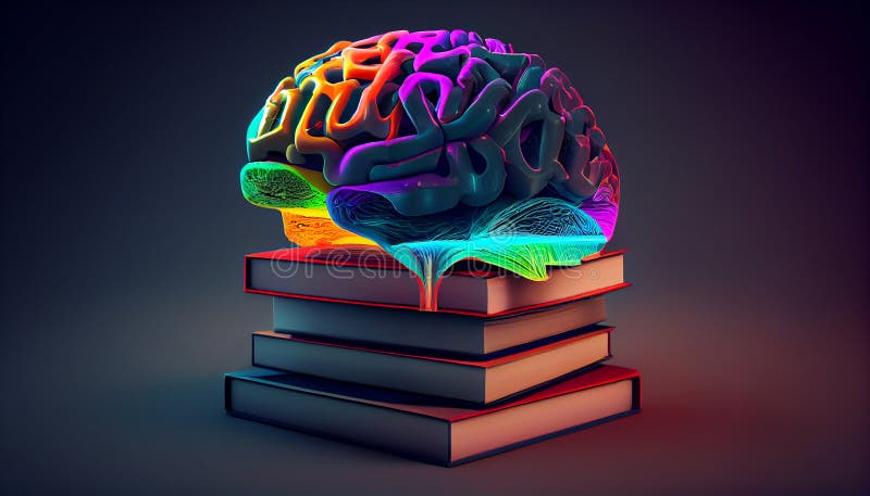 Human Brain and Books. Education Concept Stock Illustration ...