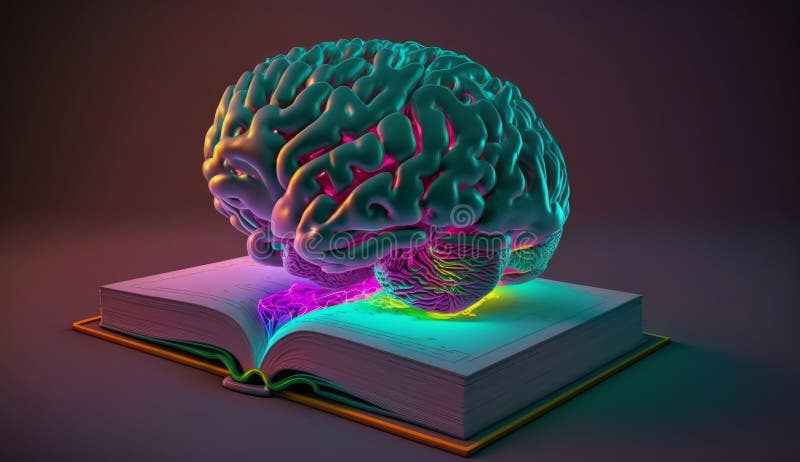 Human Brain and Books. Education Concept. Generative Ai Stock Illustration - Illustration of ...