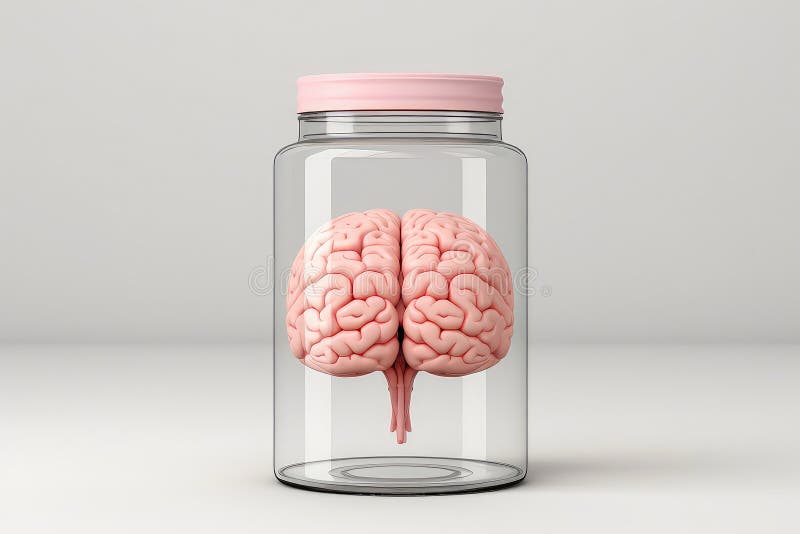 A Human Brain in a Bottle stock illustration. Illustration of ...