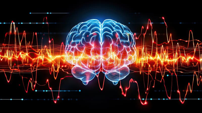 Human Brain with Brainwave Activity. Concept of Mind, Intelligence, and ...