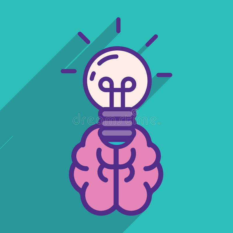 Human Brain with Bulb. Vector Illustration Decorative Design Stock ...