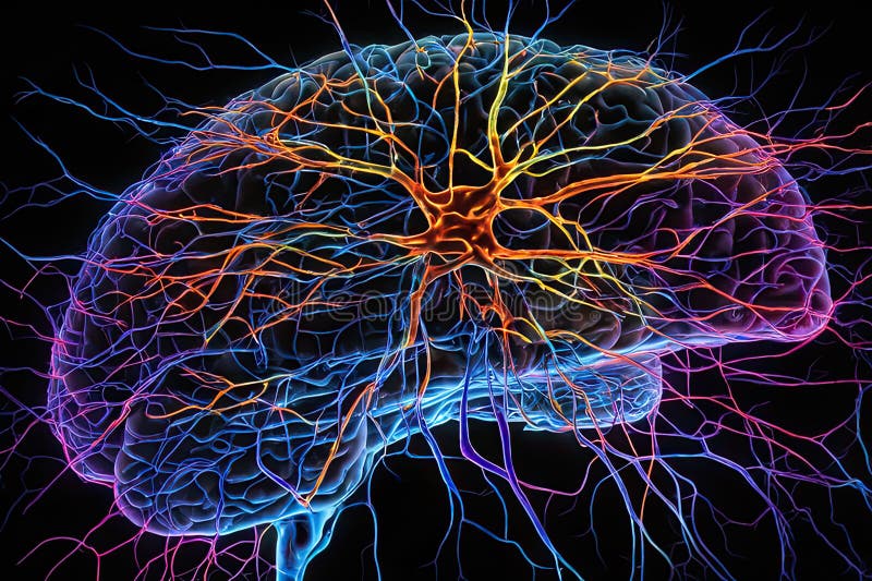 The Human Brain Bursts into Colorful Tree Roots Stock Illustration ...